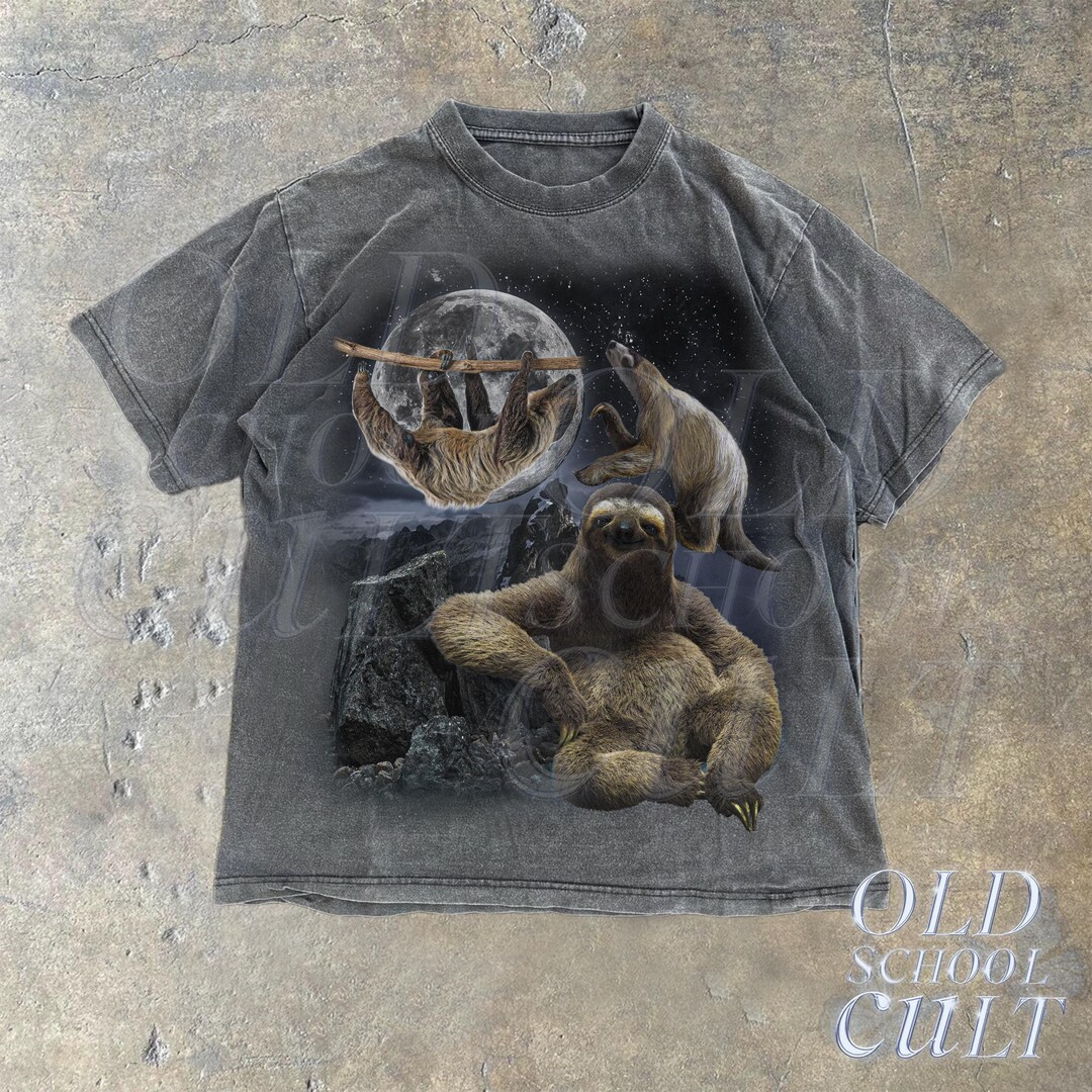 Three Sloths Vintage 90s Graphic T-shirts, Retro Sloth Nature Moon ...