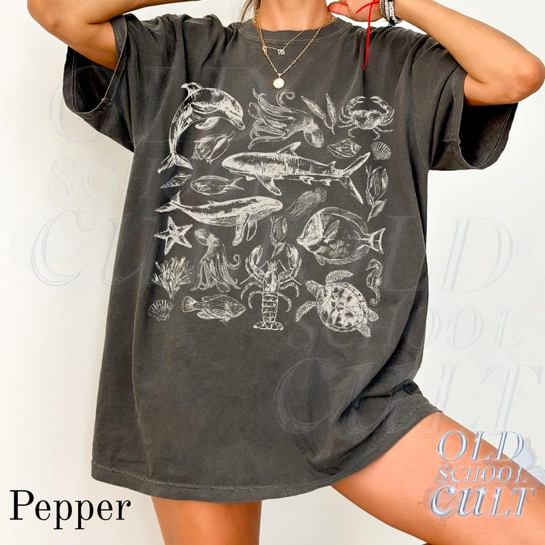 Sea Animals 90s Vintage Style Tshirt, Retro Comfort Colors® Y2k Ocean ...