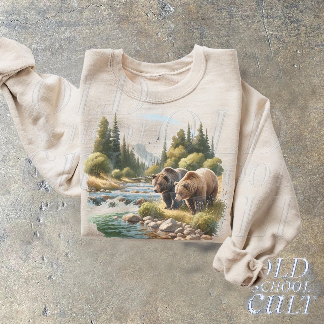 Two Bears Wilderness 90s Sweatshirt, Nineties 90s Vintage Bears Camping ...