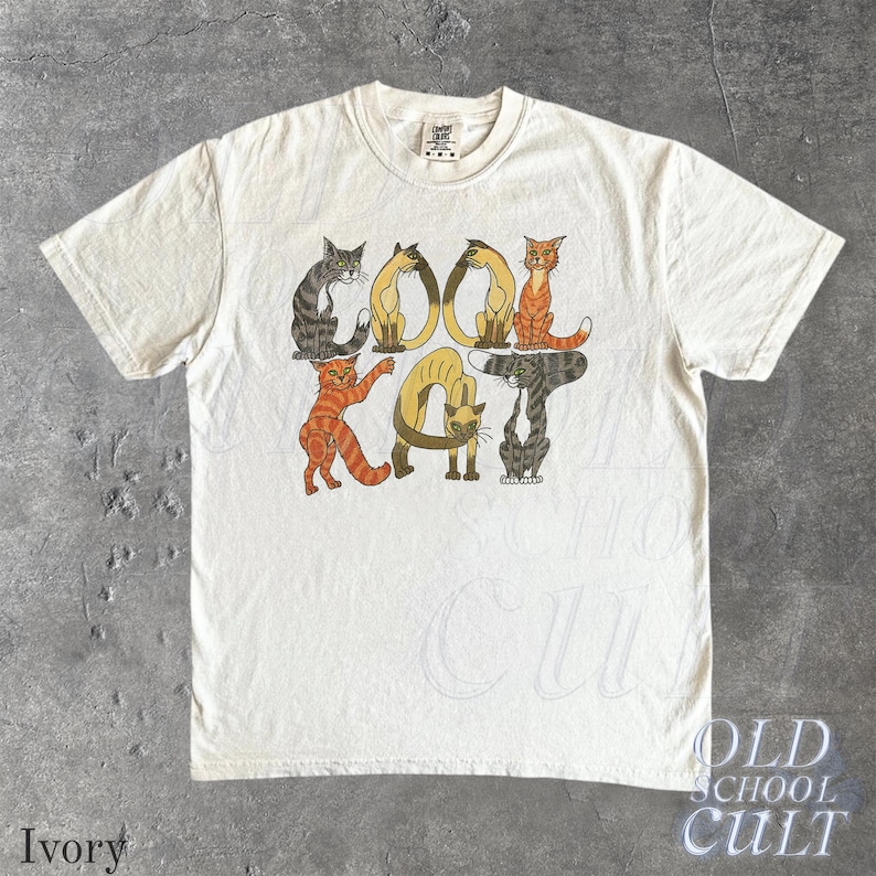 Vintage Cool Cat T-shirt, Retro 90s Cartoon Cats Graphic Tee, Funny Cat ...