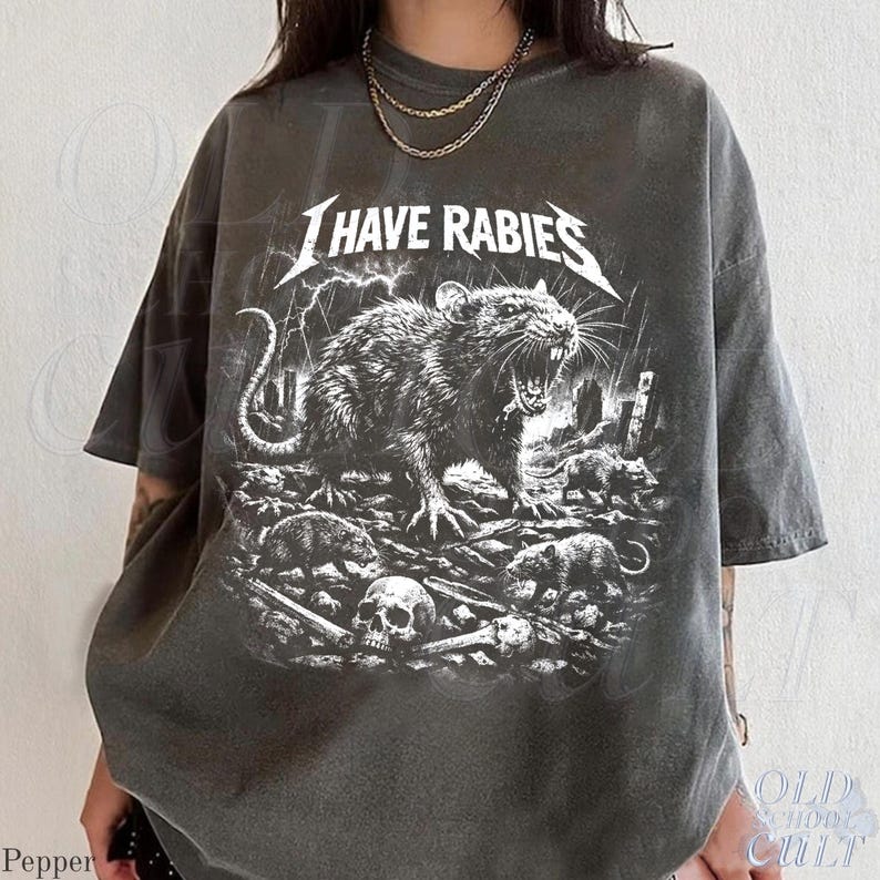 I Have Rabies Rat Vintage Graphic T Shirt, Retro Gothic Horror Rats ...