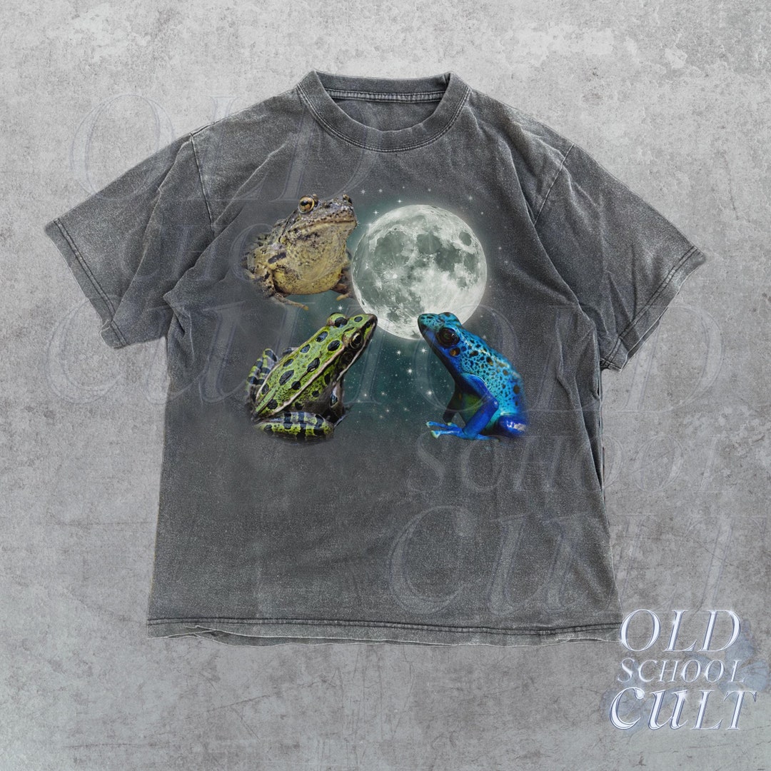 Three Frogs Vintage Graphic T-shirts, Retro Toads Moon Tshirt, Frog ...