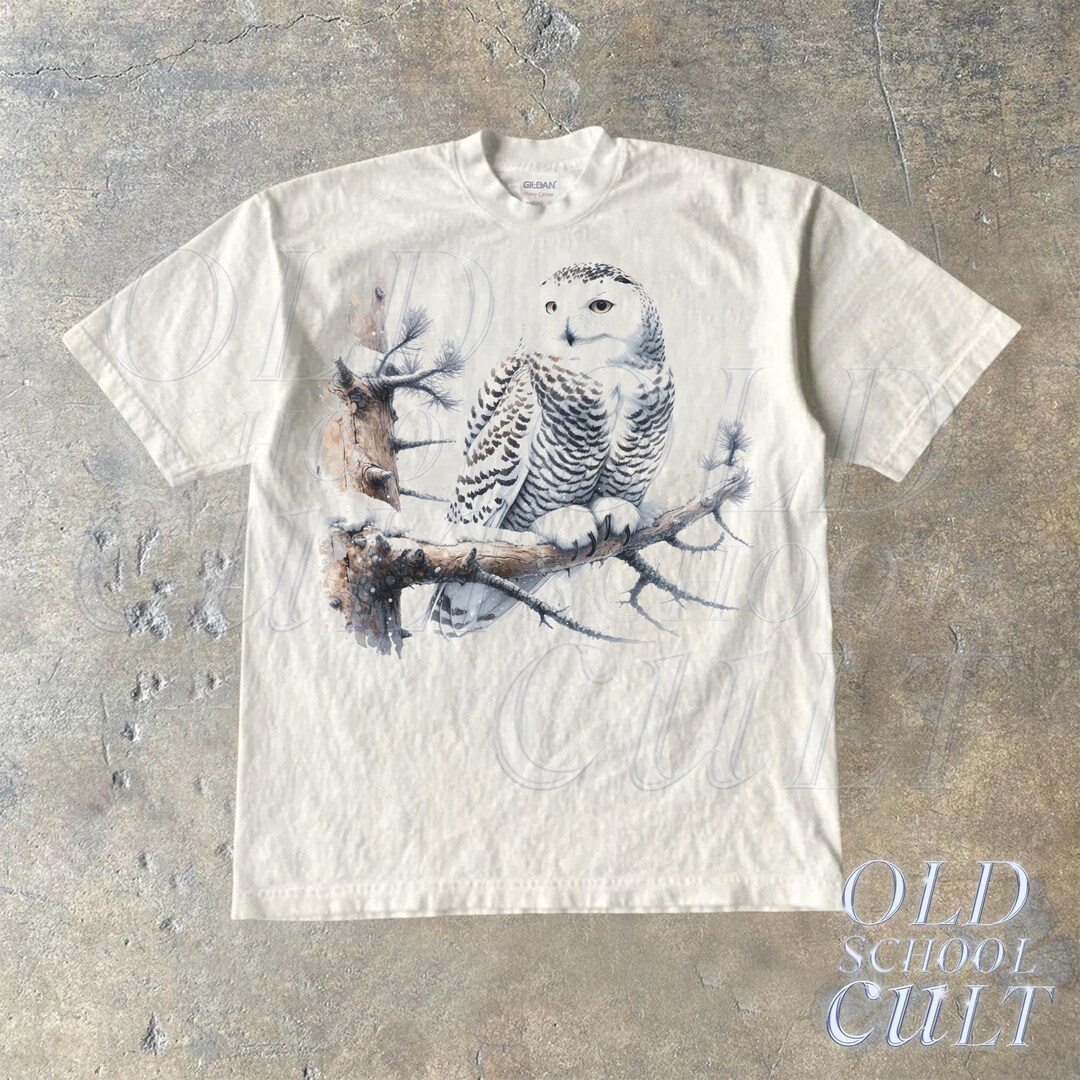 Retro Snow Owl Nature 90s Shirt, Vintage Mystical Owl Nature Camping ...