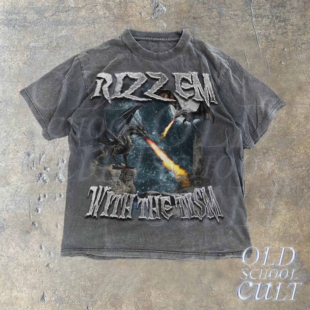 Rizz Em With the Tism Dragon Vintage Graphic Shirt, Retro 90s Dragon ...