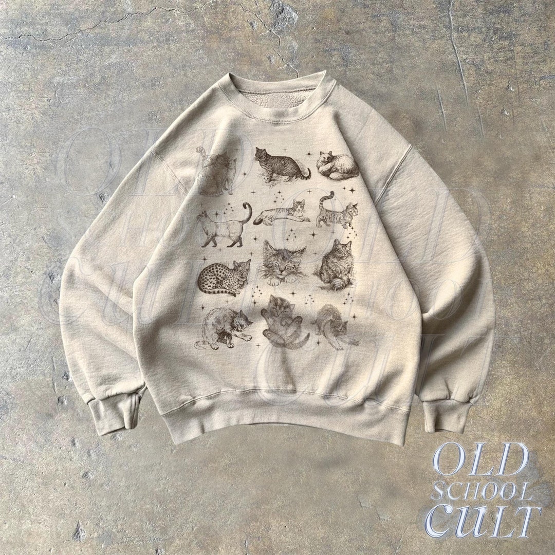 Vintage Kittens Cute Vintage Style Sweatshirt, Retro Cat Sweater, Cute ...