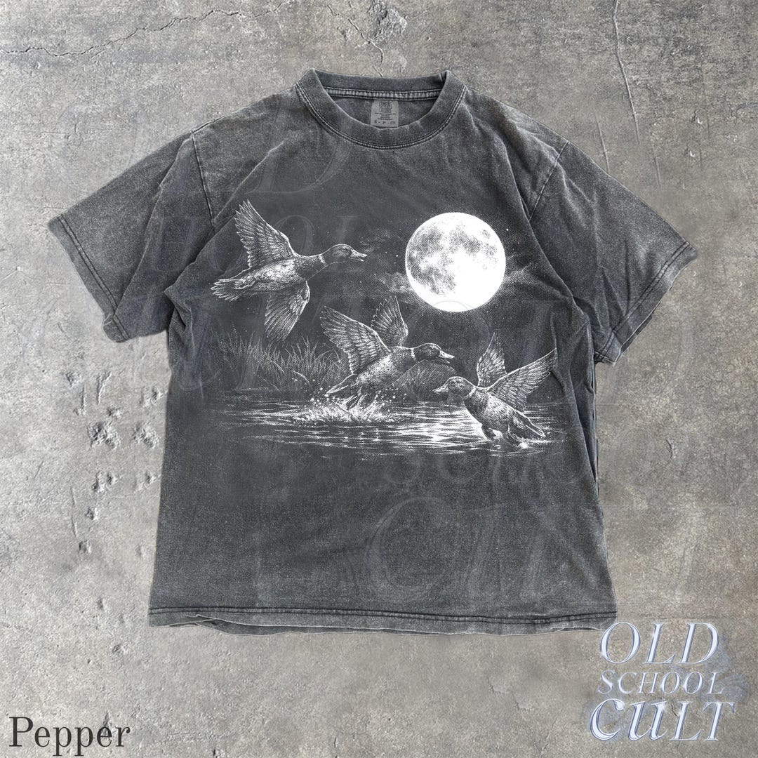 Duck Vintage 90s Shirt, Retro Ducks Nature Moon Comfort Colors® T-shirt ...