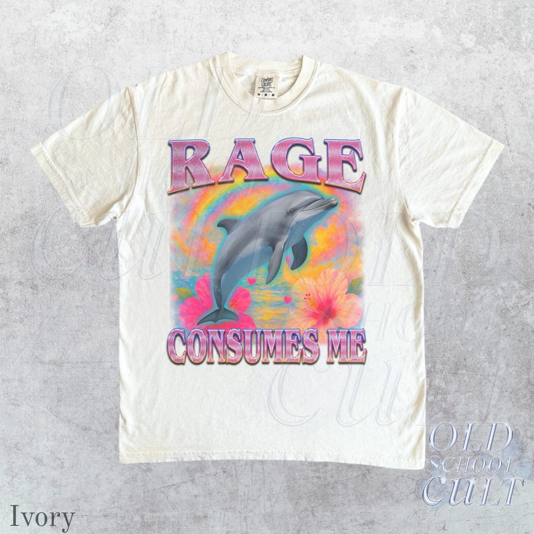 Rage Consumes Me Dolphin Tshirt, Retro Comfort Colors® Funny Dolphin ...