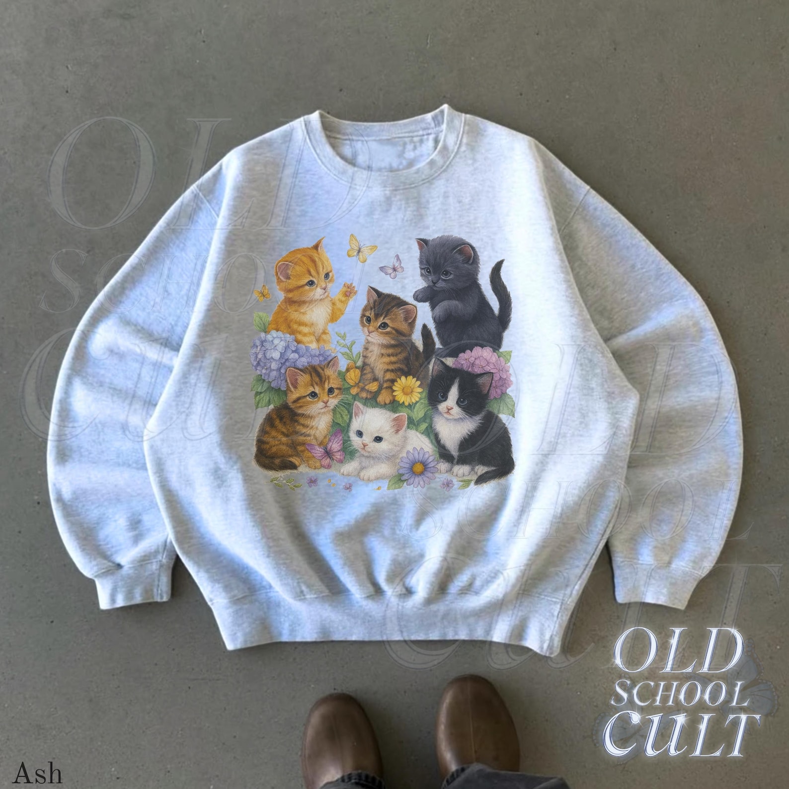 Retro Kitten Sweatshirt , 90s Vintage Cute Cats Pullover, Boho Unisex ...