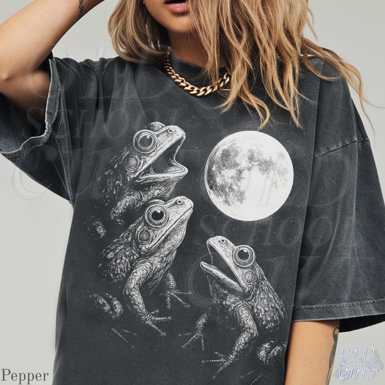 Frogs Howling to Moon Comfort Colors® Vintage Style Tshirt, Retro Funny ...