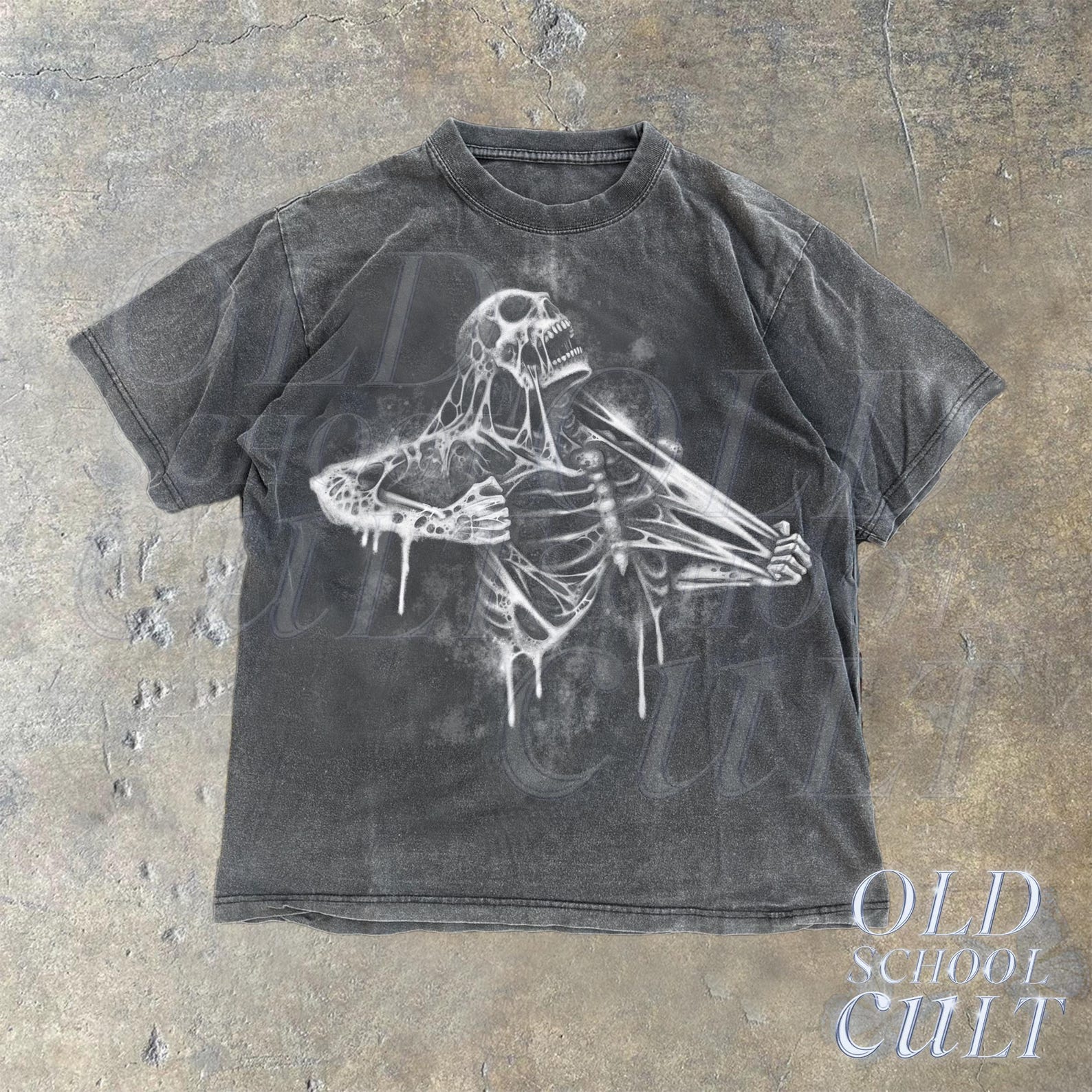 Skeleton Ripping Rib Cage Vintage 90s Graphic T-shirt, Dark Art Horror ...