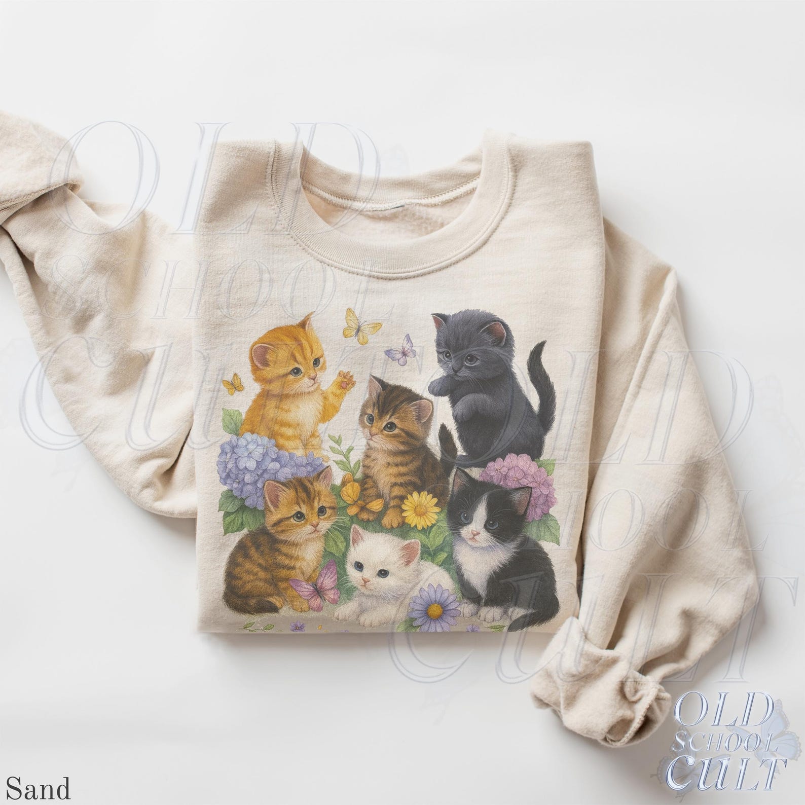 Retro Kitten Sweatshirt , 90s Vintage Cute Cats Pullover, Boho Unisex ...