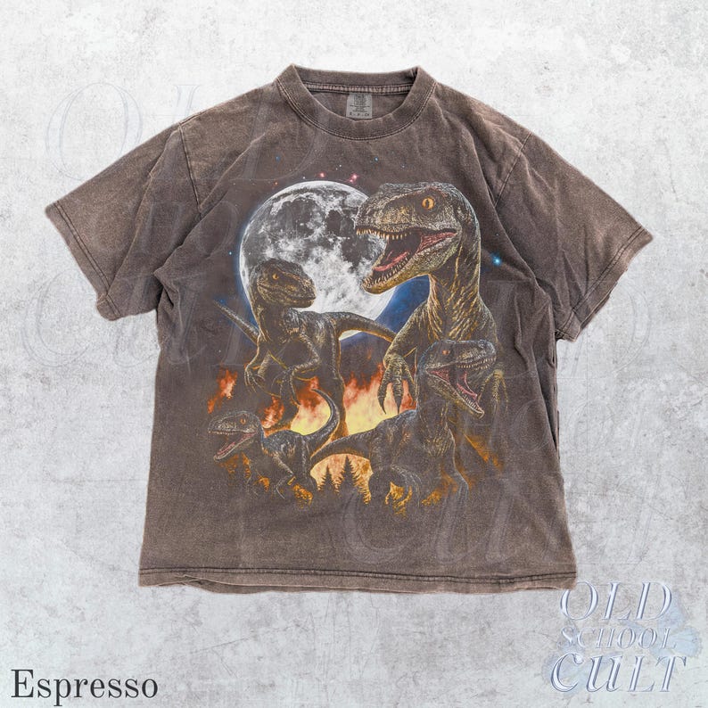 Velociraptor Dinosaur Vintage 90s Style Graphic Shirt, Dinosaur Graphic ...