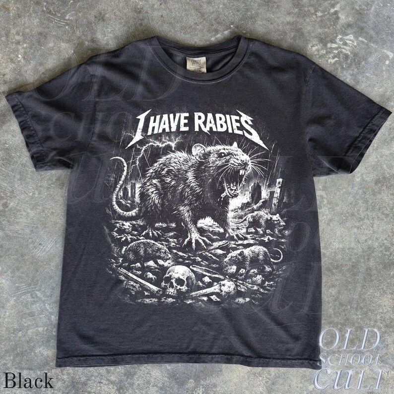 I Have Rabies Rat Vintage Graphic T Shirt, Retro Gothic Horror Rats ...