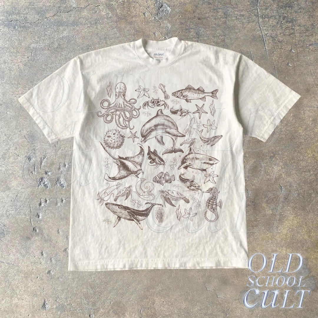 Sea Animal 90s Retro Tshirt, Ocean Nature Lover Shirt, Sealife, Ocean ...