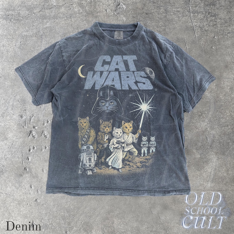 Cat Wars Vintage 90s Graphic Shirt, Retro Space Cat Comfort Colors® Tee ...