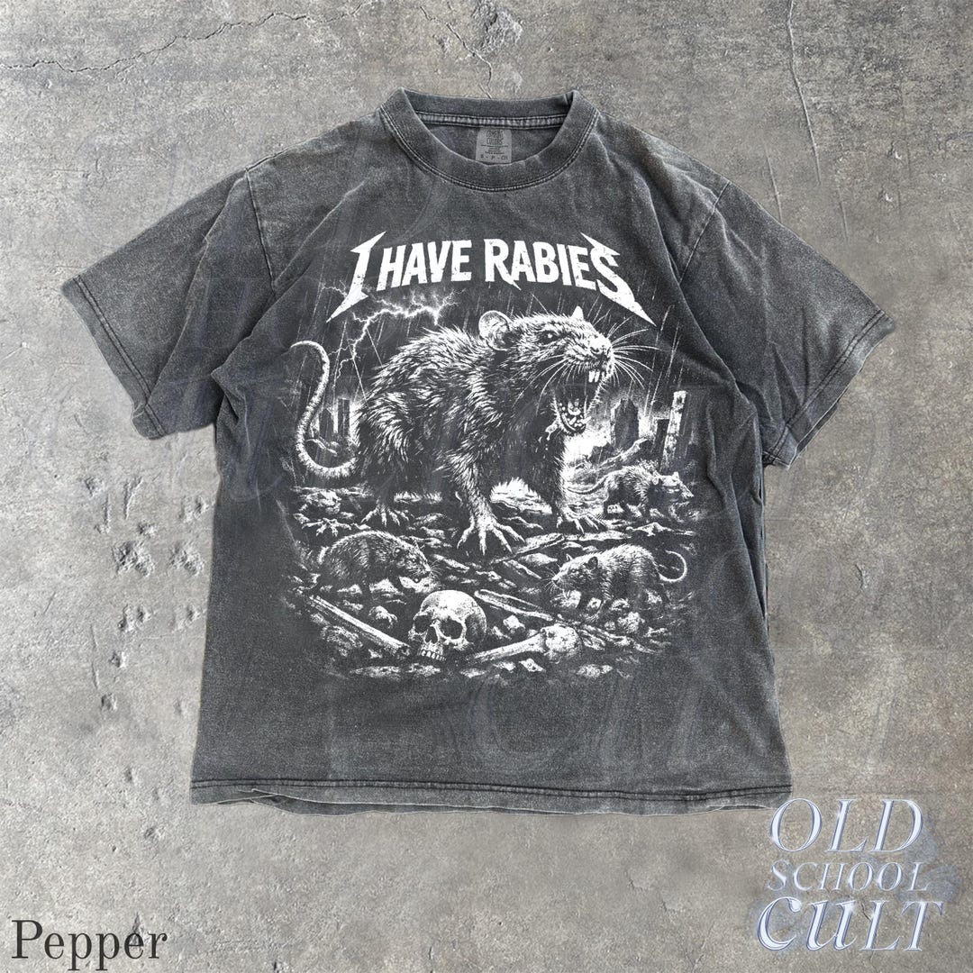 I Have Rabies Rat Vintage Graphic T Shirt, Retro Gothic Horror Rats ...