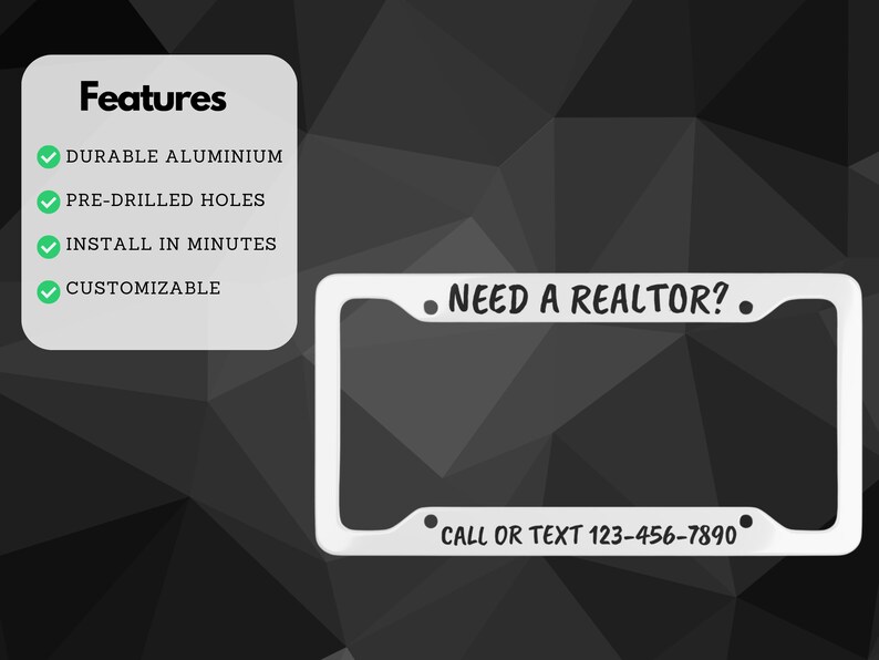 Real Estate License Plate Frame Real Estate Advertising - Etsy