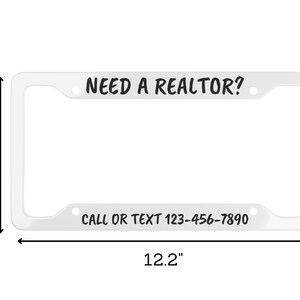 Real Estate License Plate Frame, Real Estate Advertising, License Plate ...
