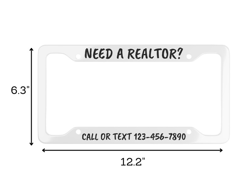 Real Estate License Plate Frame, Real Estate Advertising, License Plate ...