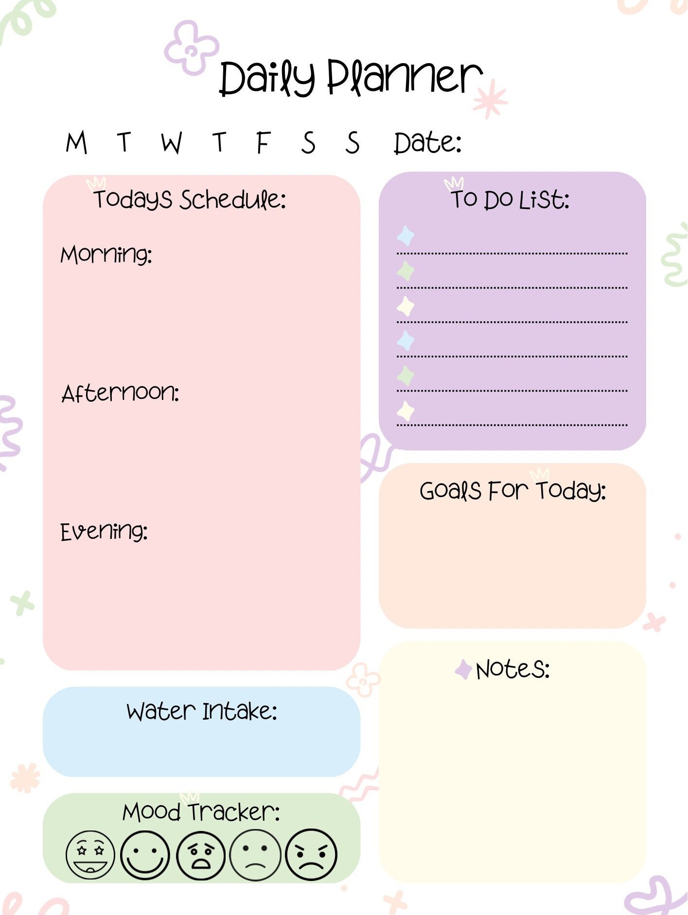 Daily Digital Planner | Printable Planner | Daily Planer | Daily ...