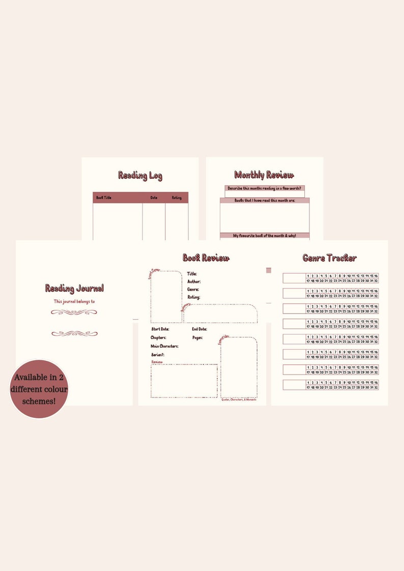 Digital Reading Journal | A4 PDF | Printable | Reading Tracker | Habits ...