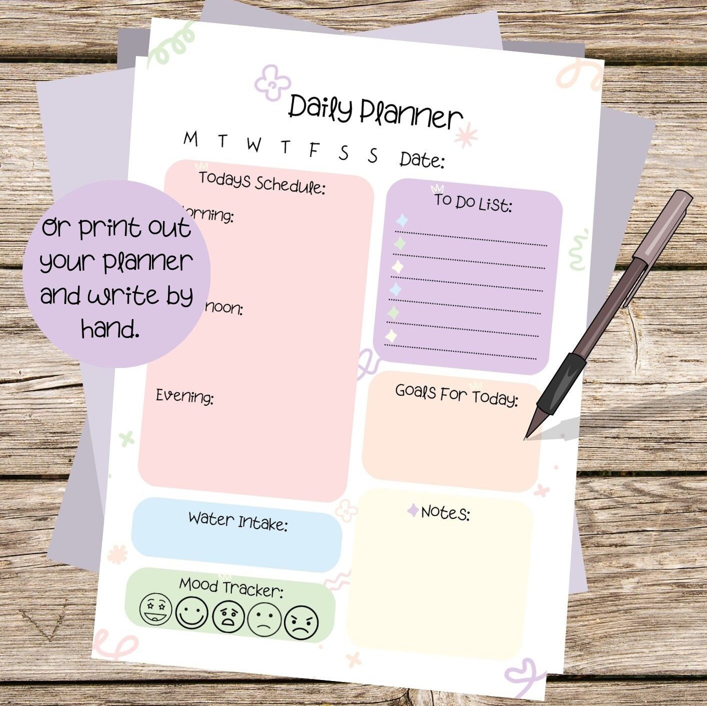 Daily Digital Planner | Printable Planner | Daily Planer | Daily ...