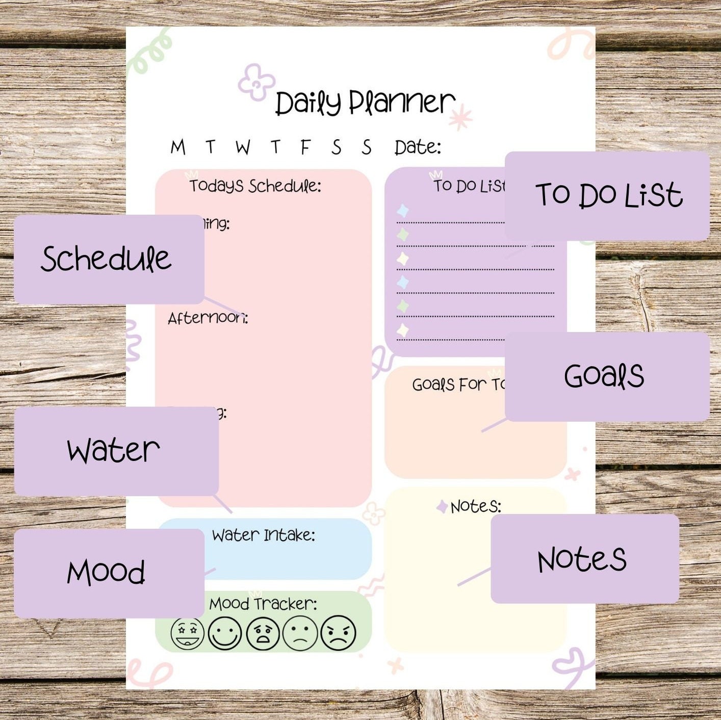 Daily Digital Planner | Printable Planner | Daily Planer | Daily ...