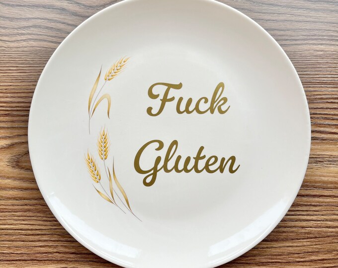 Fuck Gluten | Rude Decor | China Plate | Gag Gift | Housewarming ...