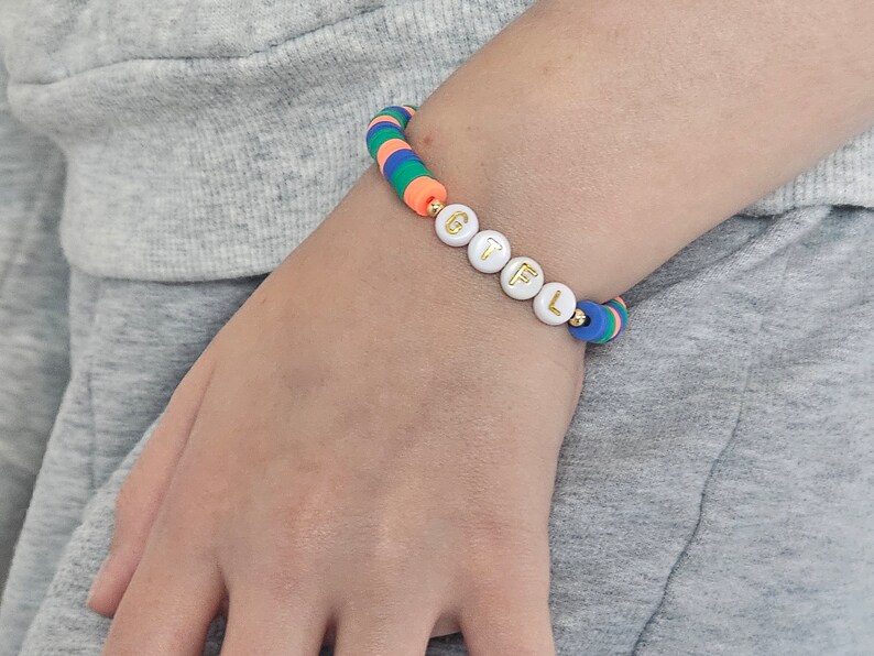 Personalized Sports Team Bracelet - Custom Bracelet - Heishi Bracelet ...