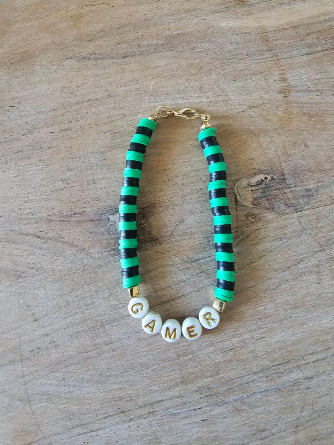 Personalized Beaded Gamer Bracelet - Custom Bracelet - Heishi Bracelet ...