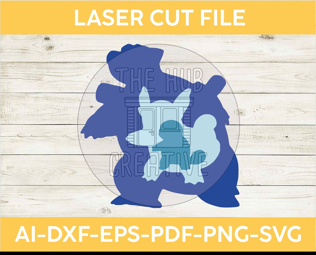 Squirtle Blastoise Pokemon Evolution Laser File Cut Layered Art Design ...