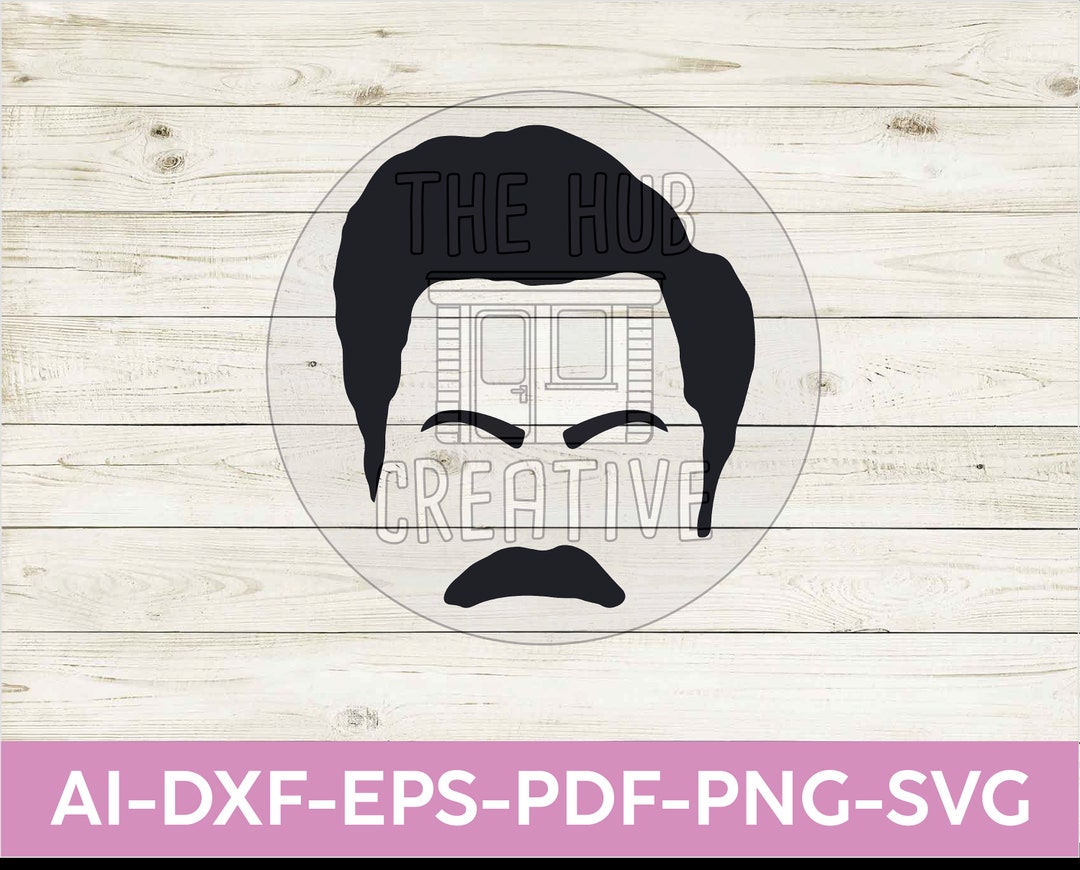 Ron Swanson Face Parks and Recreation Silhouette Funny Comedy TV SVG ...