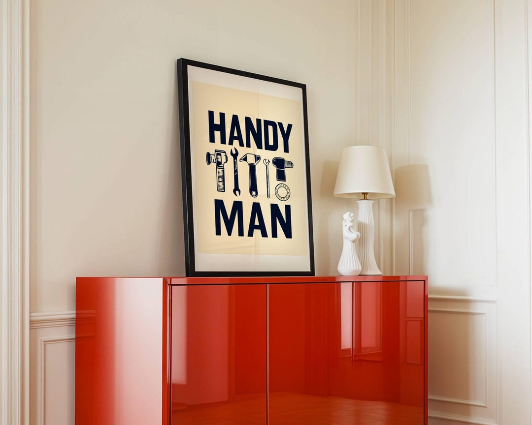 Handy Man Poster – Retro Garage Tools Poster – Minimalist Industrial ...