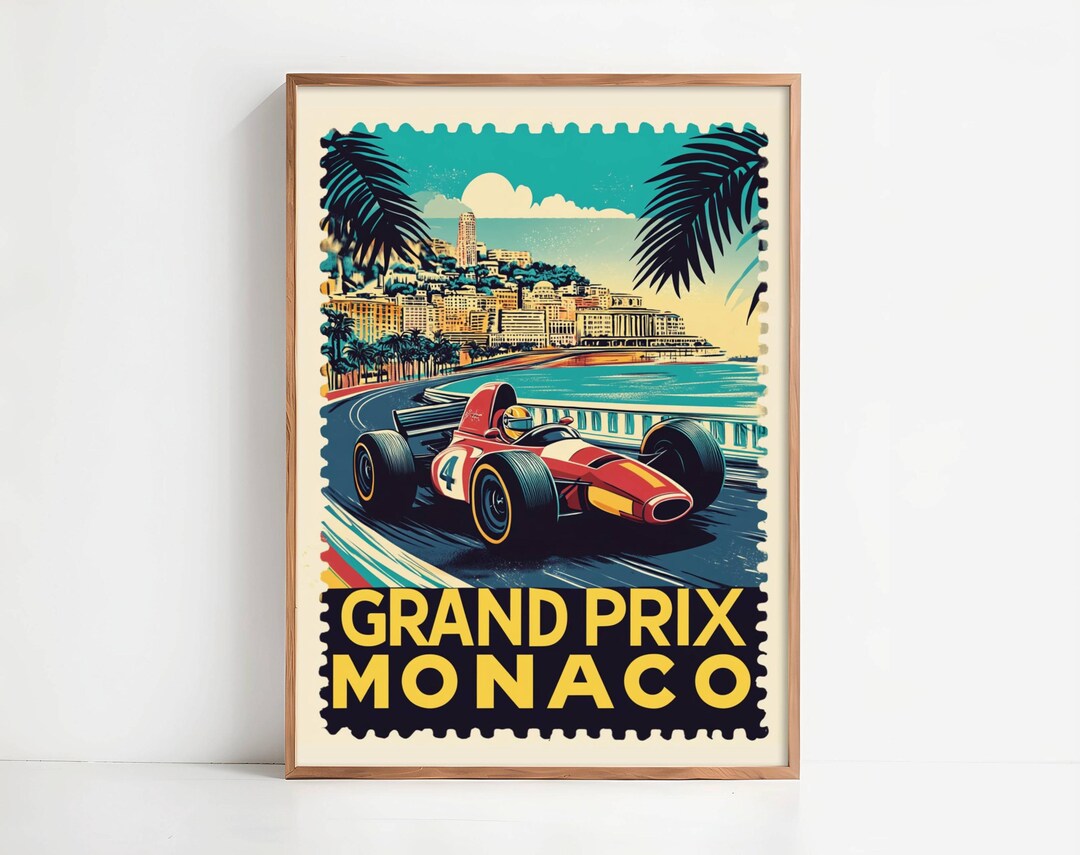 Monaco Grand Prix Poster – Red Vintage Car Poster – Retro Racing ...