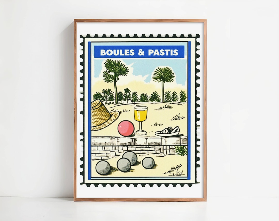 Affiche pétanque Boules et Pastis – Poster rétro été Sud France ...