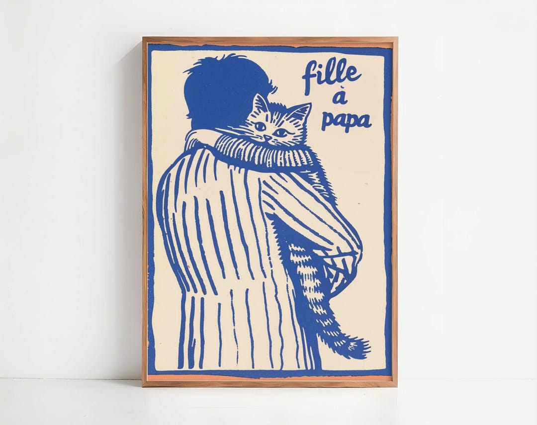 Cat Lover Poster, Illustration for Men, Cat Dad Poster, Wall Decoration ...