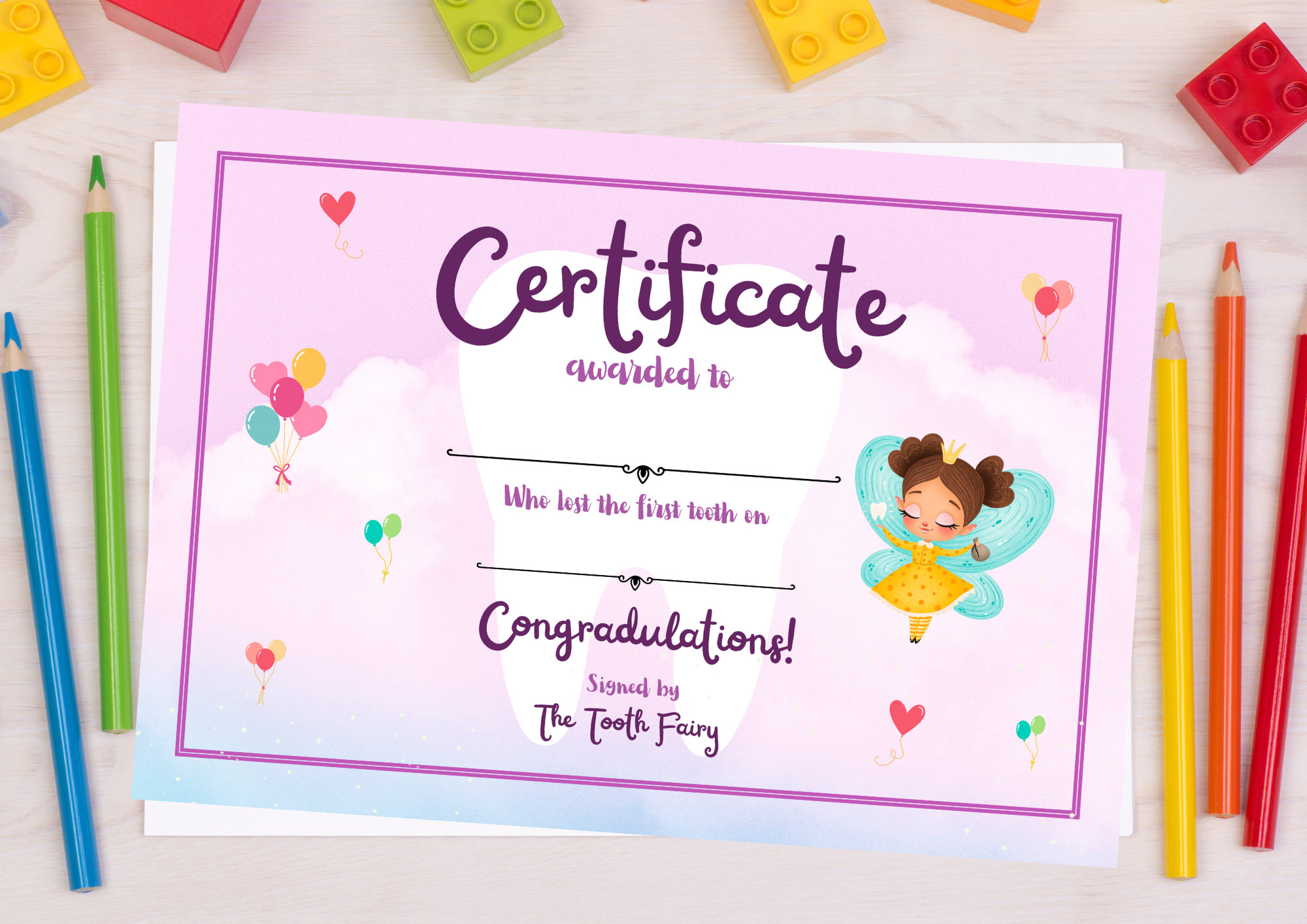 Tooth Fairy Certificate, Printable Digital Download, First Tooth, Tooth ...