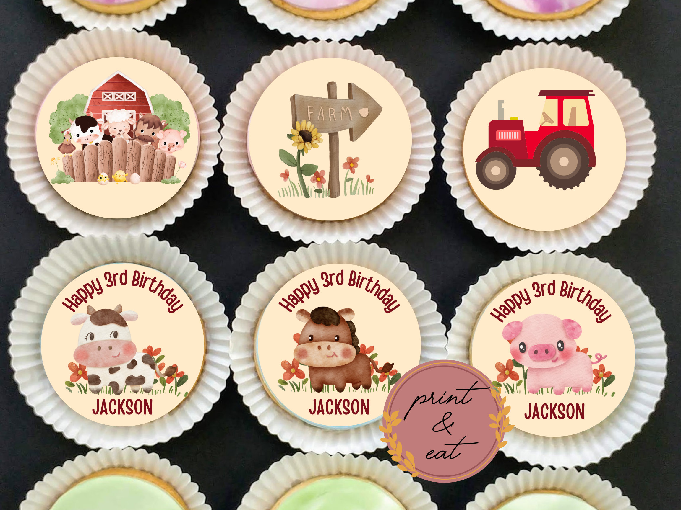 Edible Farm Animals Cupcake Toppers, Edible Farm Animals Cupcake ...