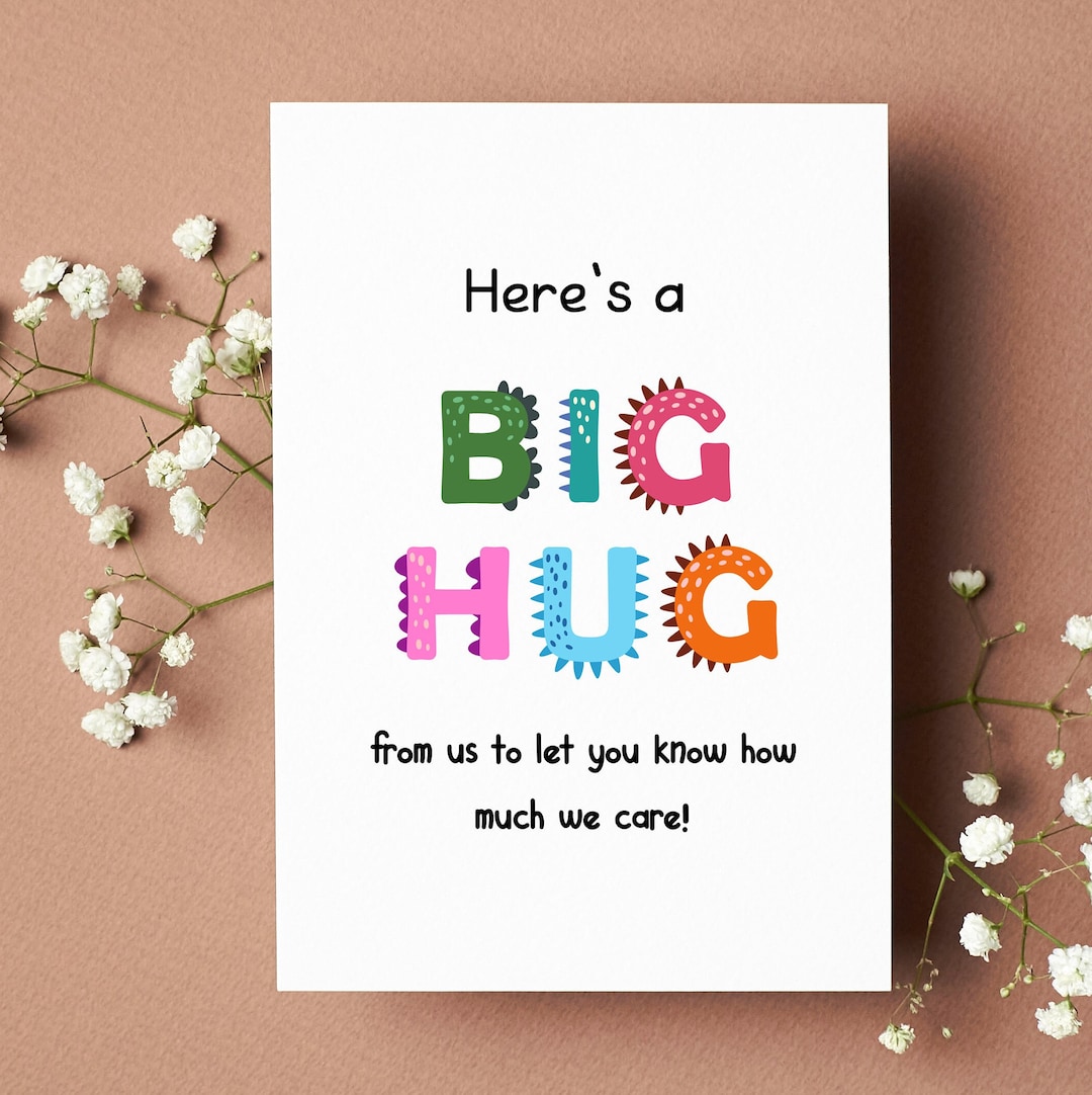 Voici une carte de vœux Big Hug | Carte d'encouragement | Prenez soin ...