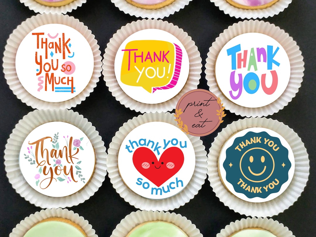 Edible Thank You Cupcake Toppers, Edible Thank You Cupcake/cookies ...