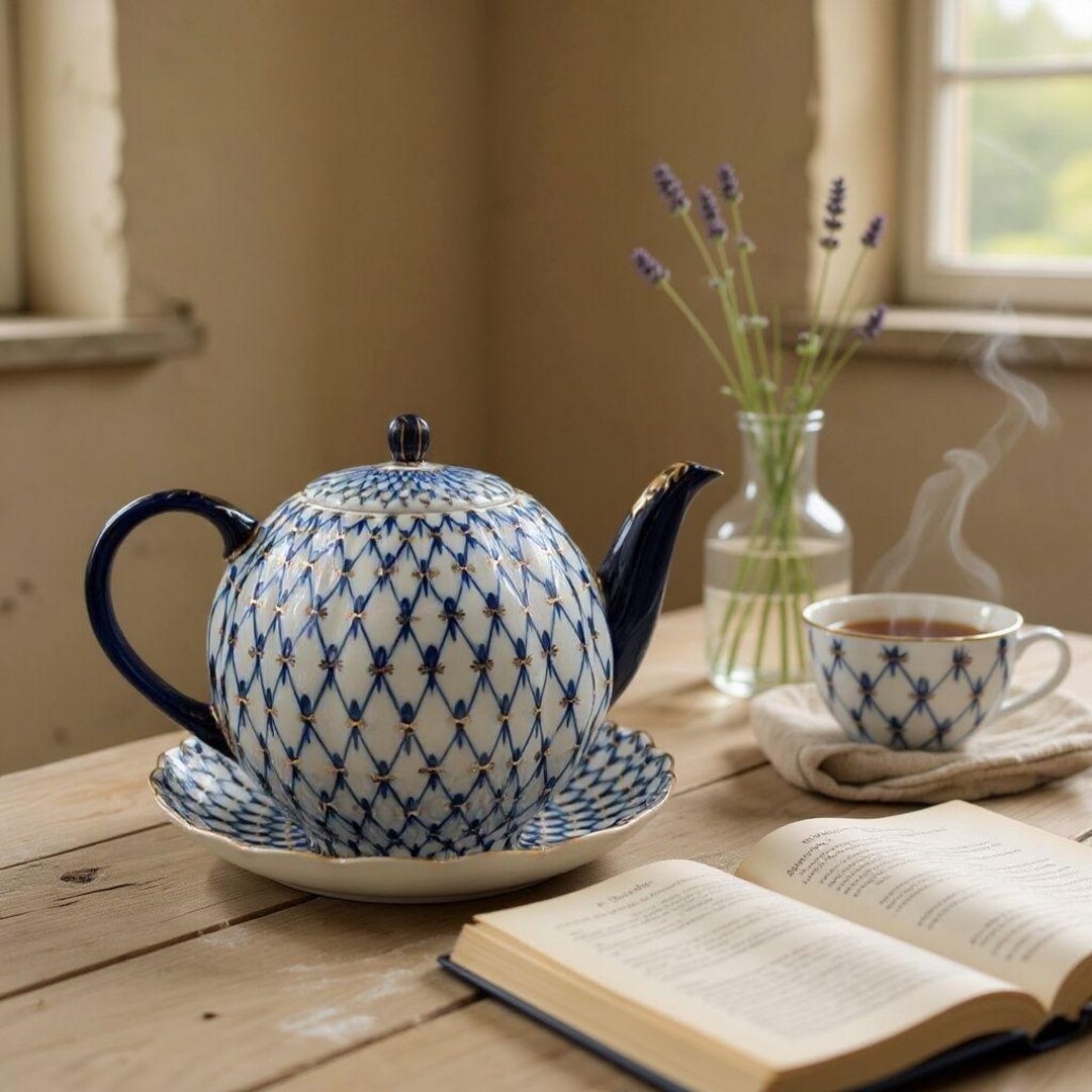 Lomonosov Imperial Hand-painted Russian Porcelain "cobalt Net" Teapot ...