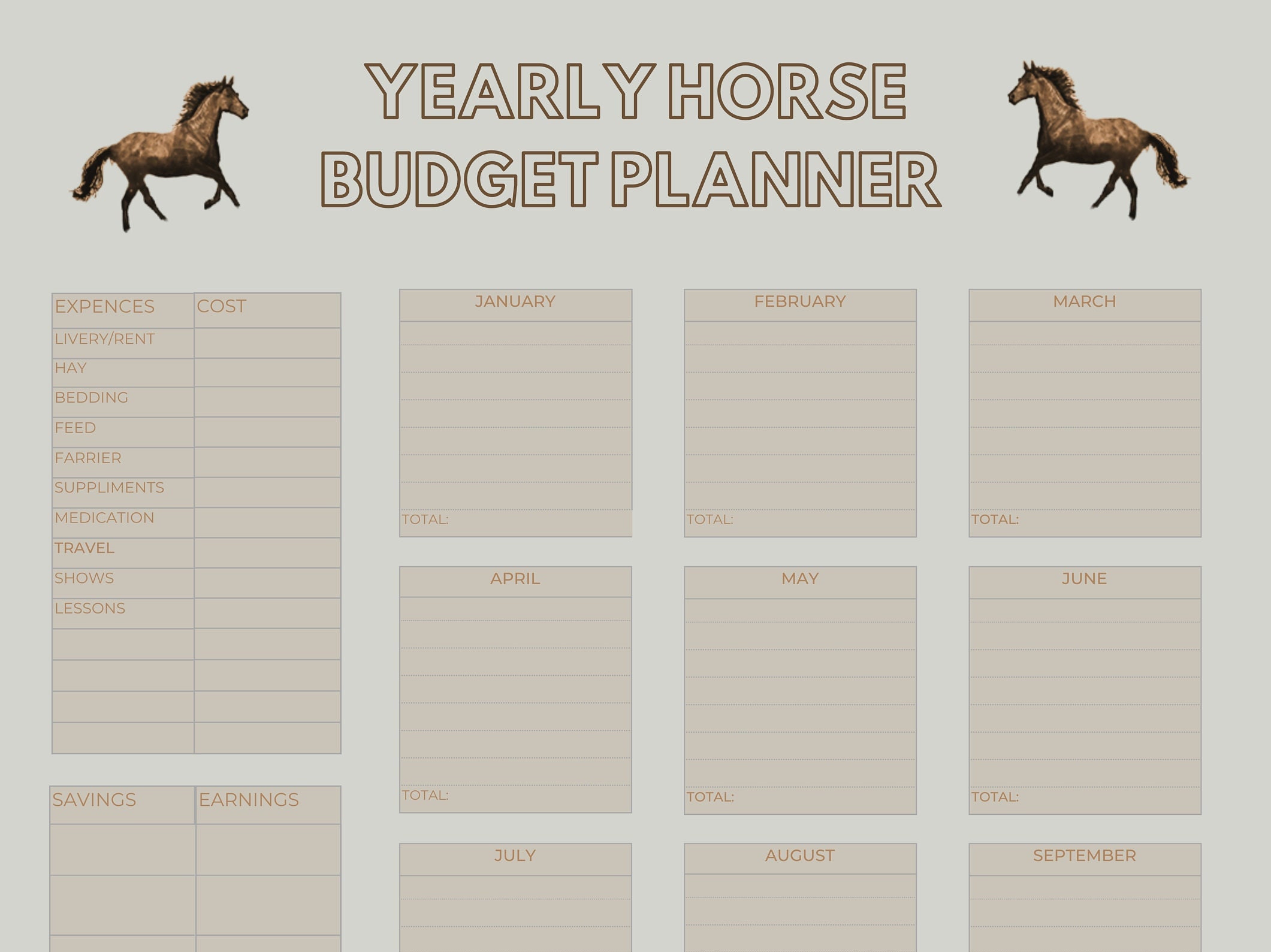 Horse Budget Planner Easy to Use Yearly - Etsy