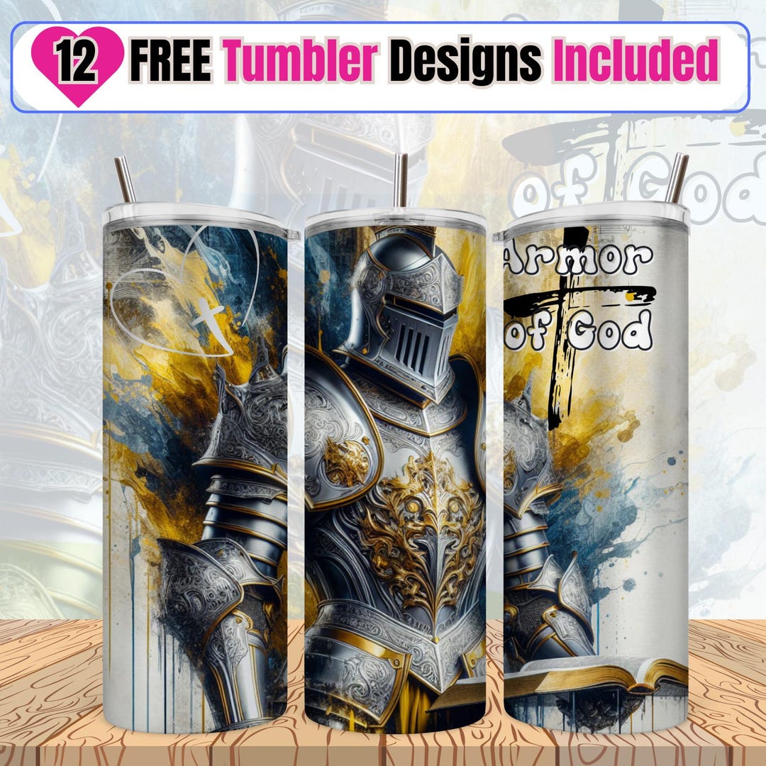 Armor of God Tumbler Wrap, Bible Scripture 20 Oz Skinny Tumbler ...