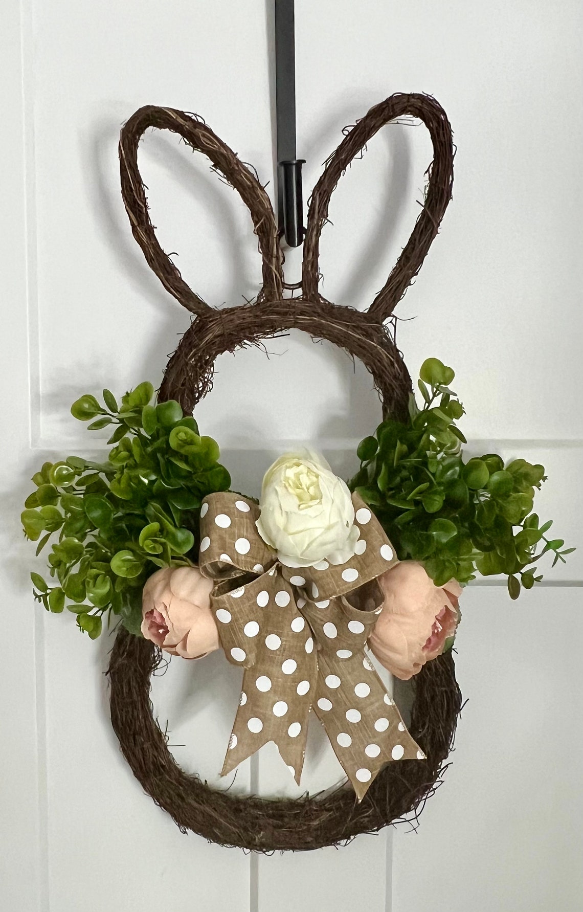 Easter Bunny Grapevine Front Door Wreath, Spring Grapevine Bunny Wreath ...