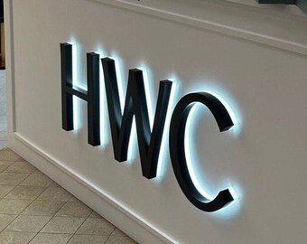Backlit Logo Wall Sign, Indoor Welcome Sign, Modern Office Wall Sign ...
