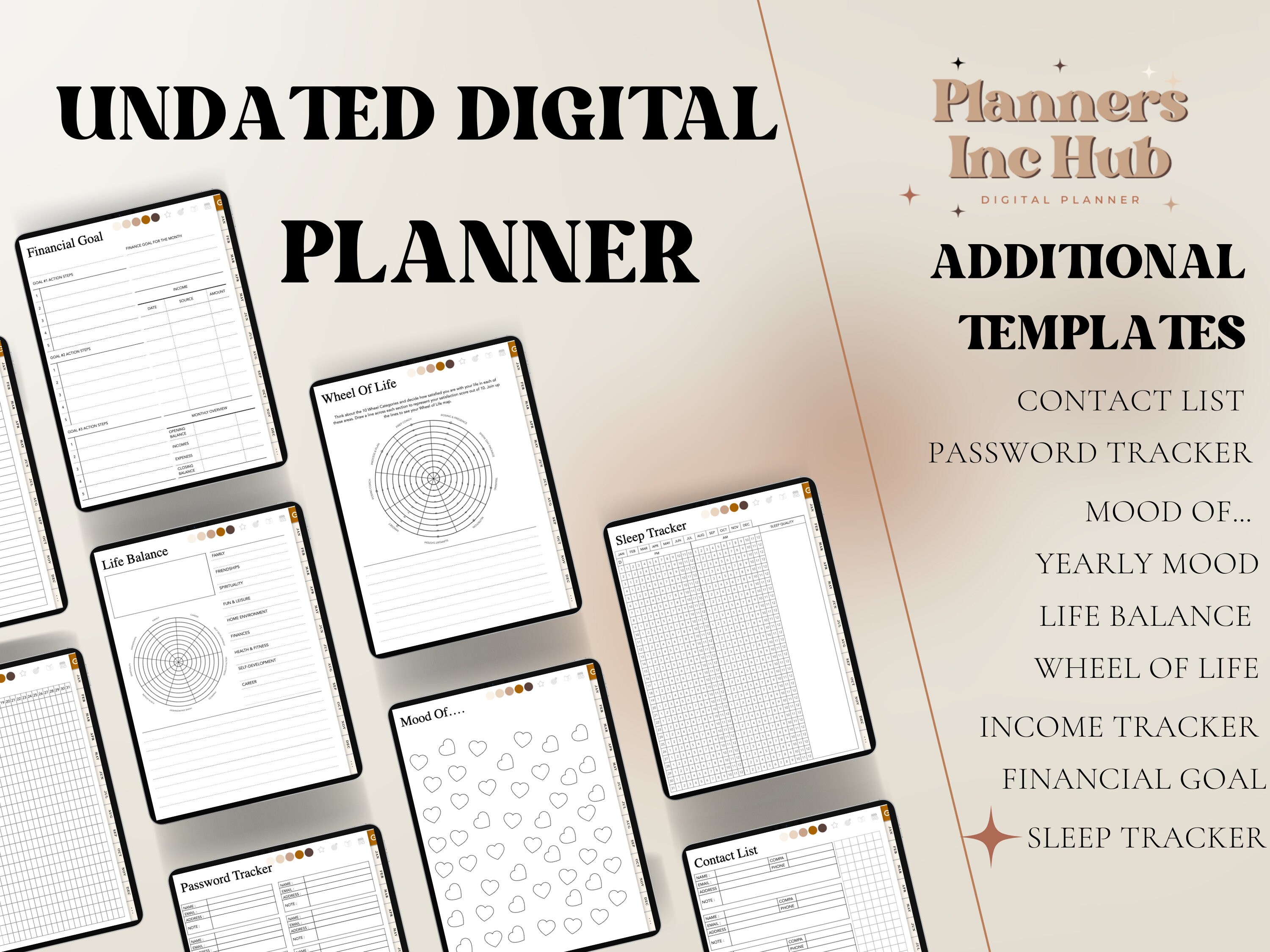 The Ultimate Boho Digital Planner With Mood Tracker, Vision Board ...