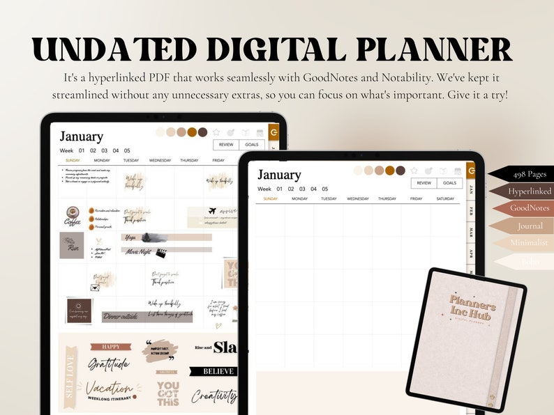 The Ultimate Boho Digital Planner With Mood Tracker, Vision Board ...