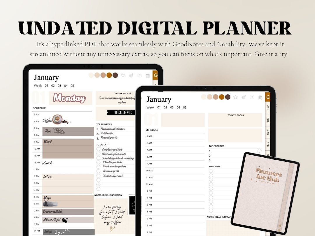 The Ultimate Boho Digital Planner With Mood Tracker, Vision Board ...