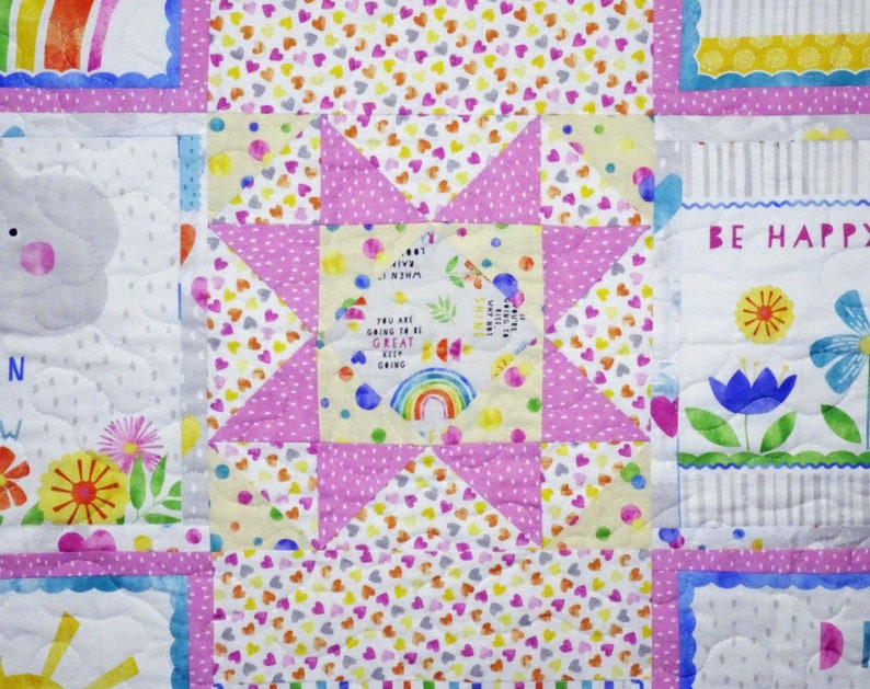 Handmade Rainbow Baby Quilt: Sunshine, Flowers, Pastel Cotton - Etsy