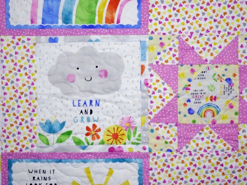 Handmade Rainbow Baby Quilt: Sunshine, Flowers, Pastel Cotton - Etsy